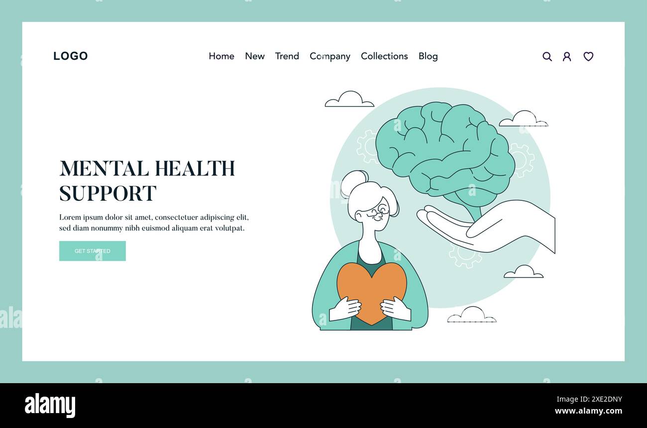 Mental health support concept. A calming illustration highlighting a ...