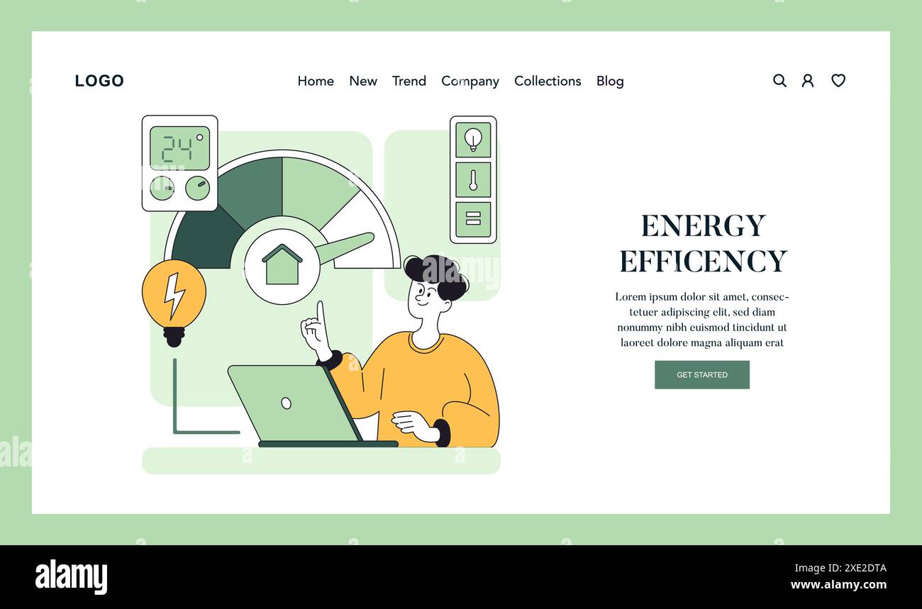 Energy Efficiency concept. A person engages with smart home technology ... Energy Efficiency concept. A person engages with smart home technology ...