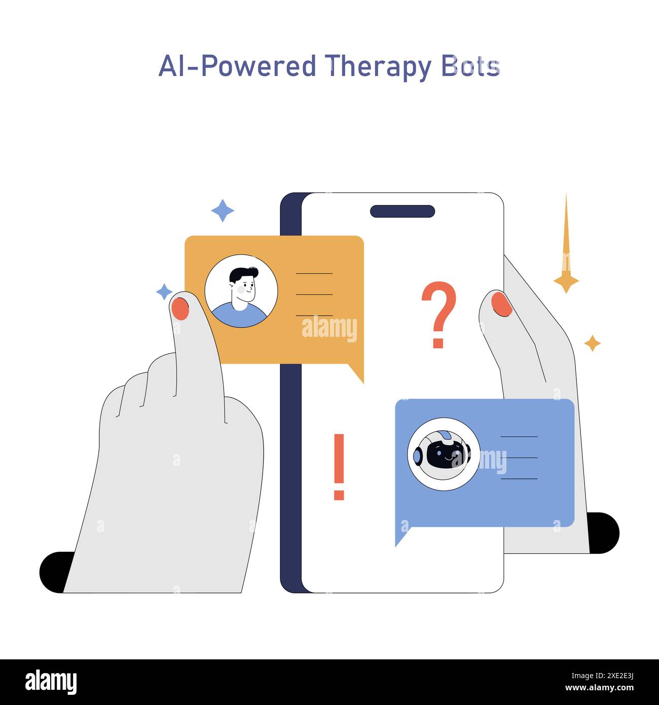 AI-Powered Therapy Bots concept. Illustrating interaction with artificial intelligence for ...