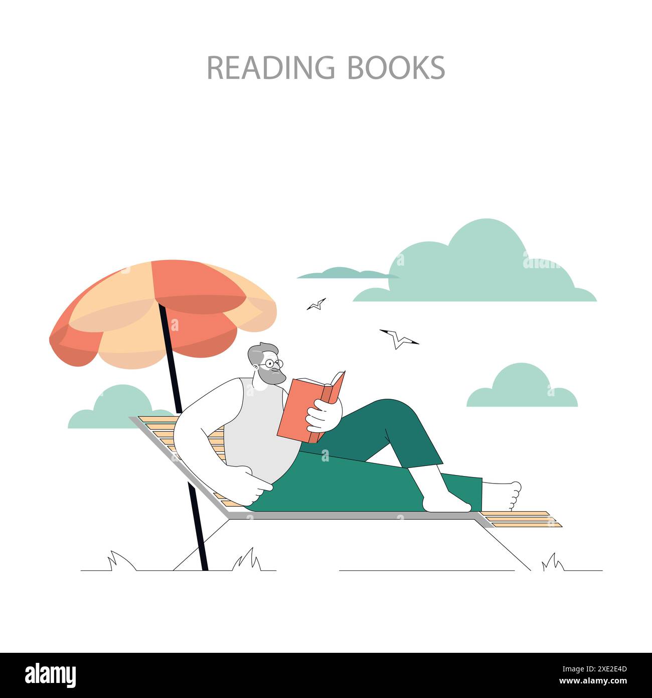 Beach day reading Stock Vector Images - Alamy