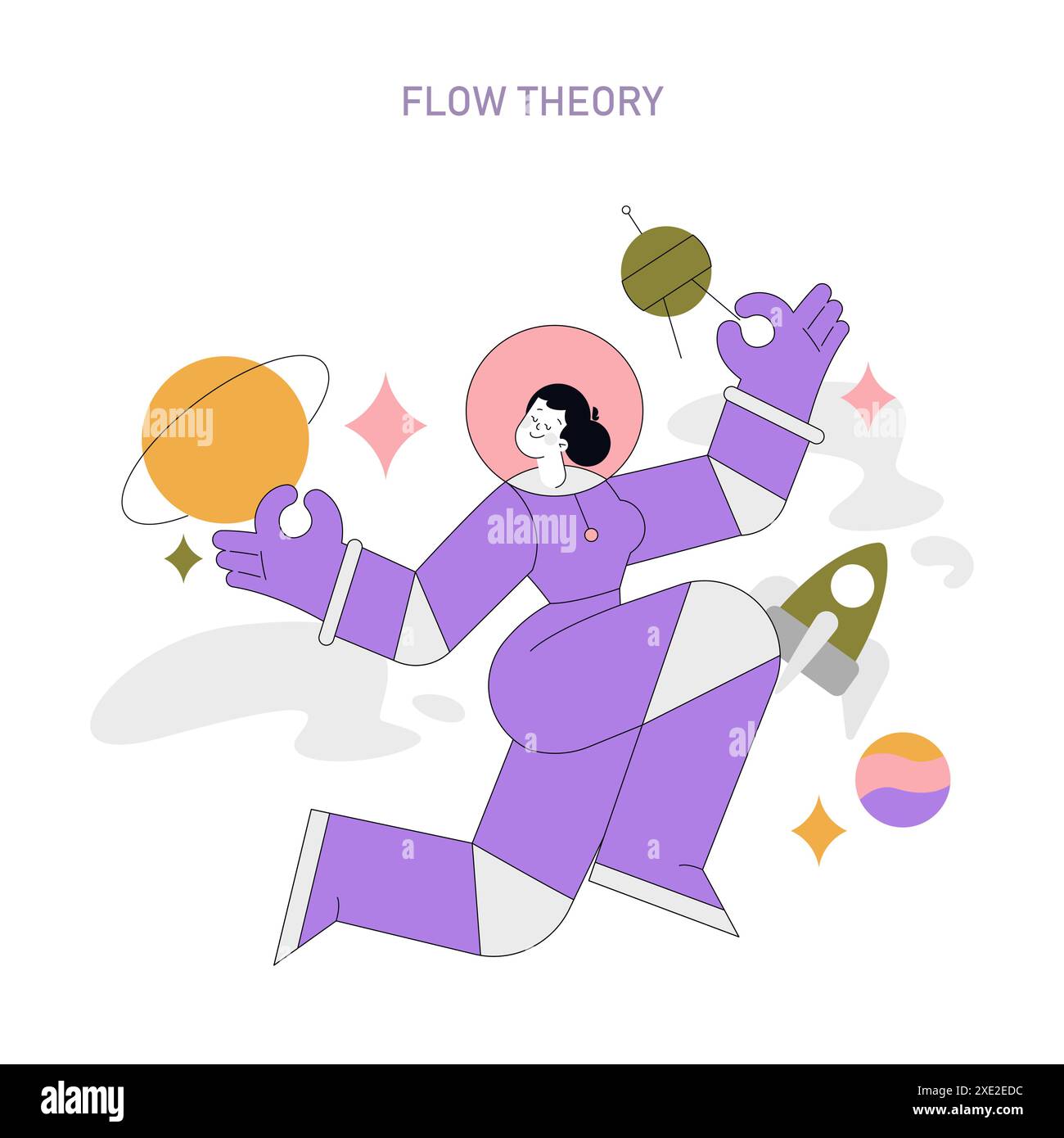 Positive Psychology concept. Illustration of a person in a state of ...