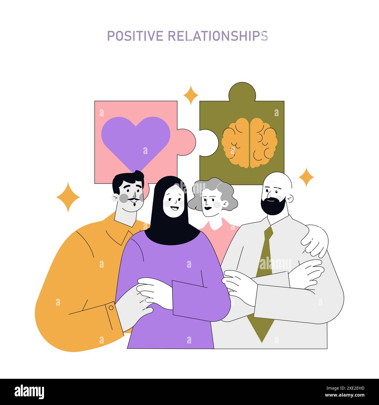 Positive Psychology concept. Illustration showing harmonious ...