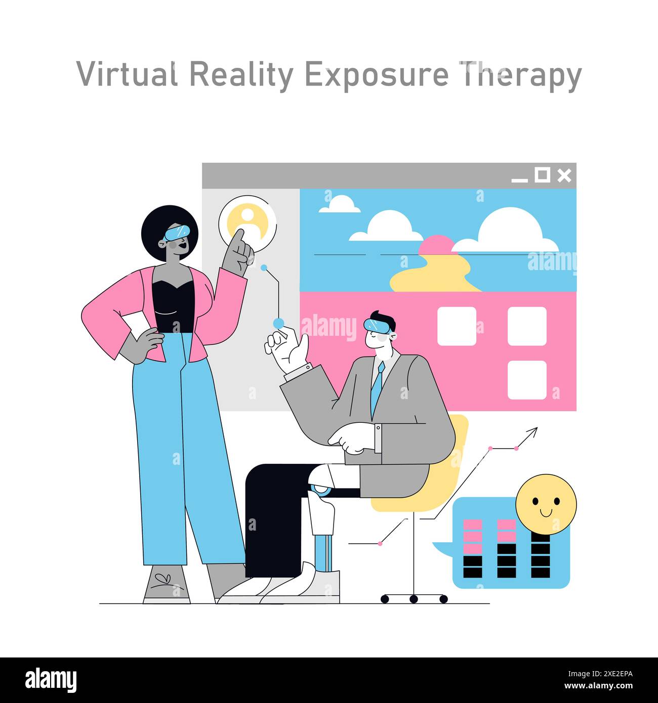 Gamification in psychotherapy concept. Therapist guiding patient ...