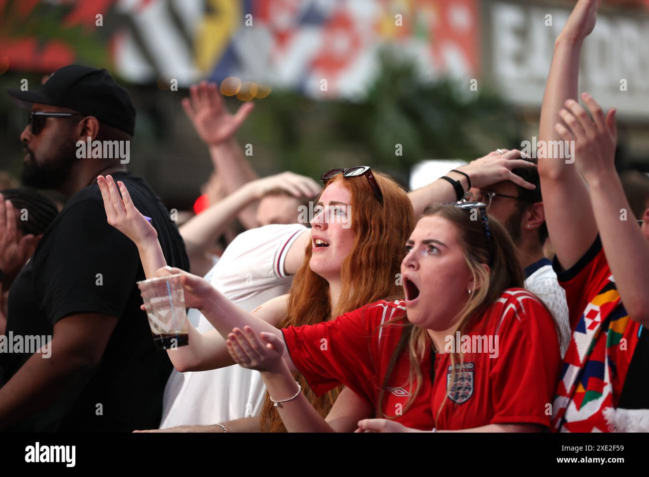 England fans at BOXPark Wembley in London watching the UEFA Euro 2024 ...