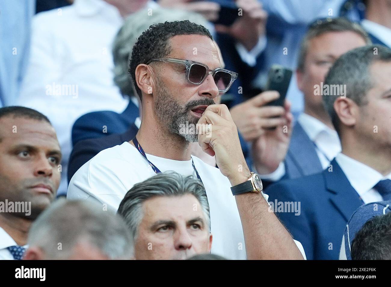Former England player Rio Ferdinand watches on in the stands during the ...