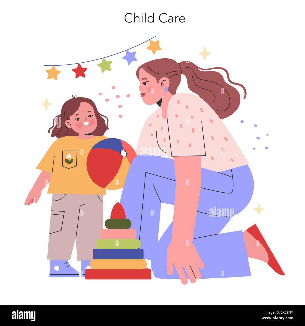 Child Care concept. A nurturing moment between a woman and a child ...