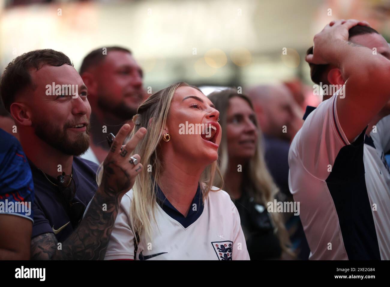 England fans react after England's Bukayo Saka is caught offside at ...
