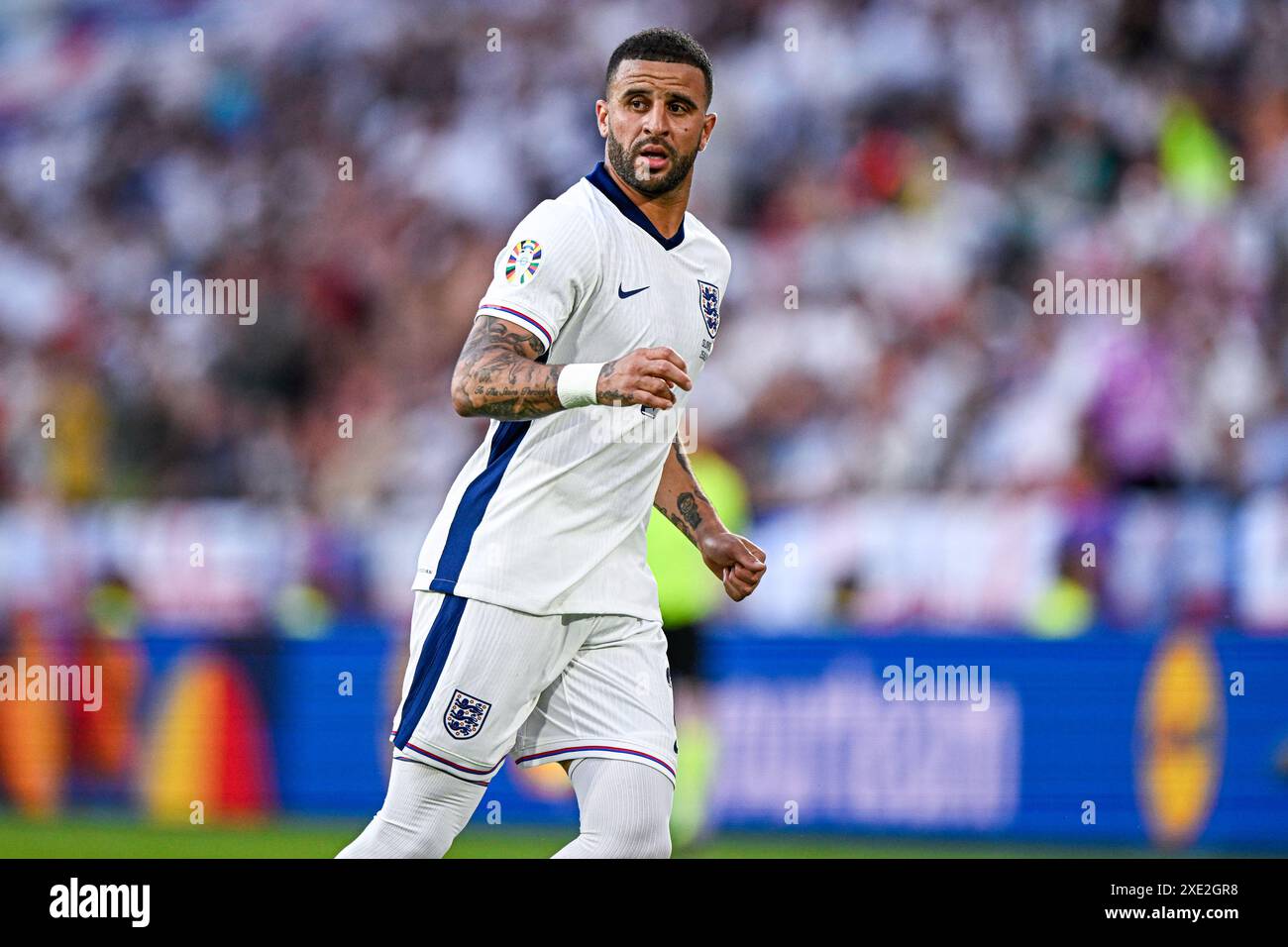 COLOGNE, GERMANY - JUNE 25: Kyle Walker of England looks up during the ...