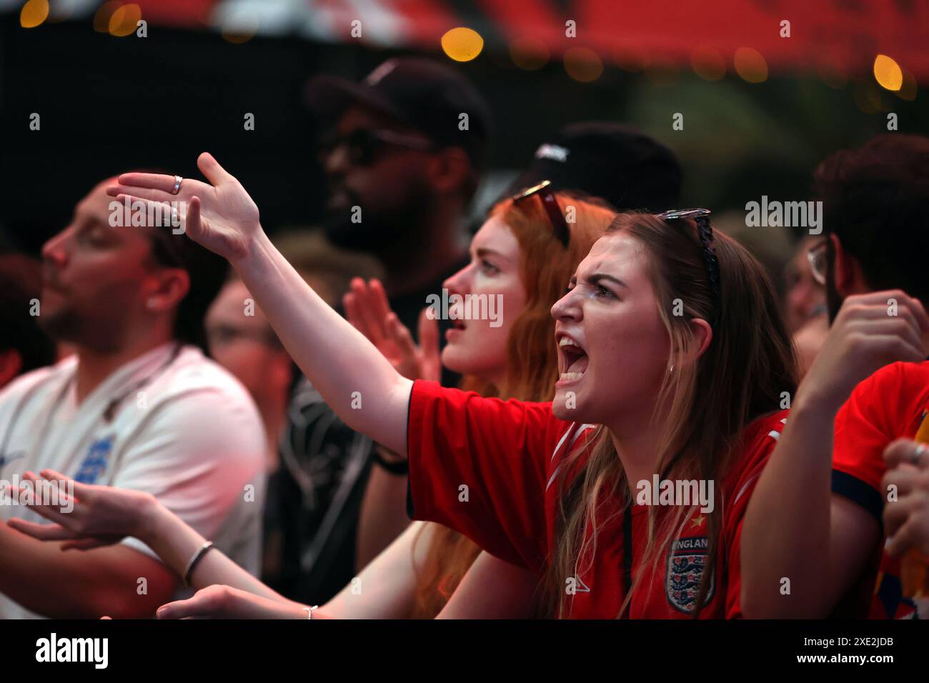 England fans at BOXPark Wembley in London watching the UEFA Euro 2024 ...