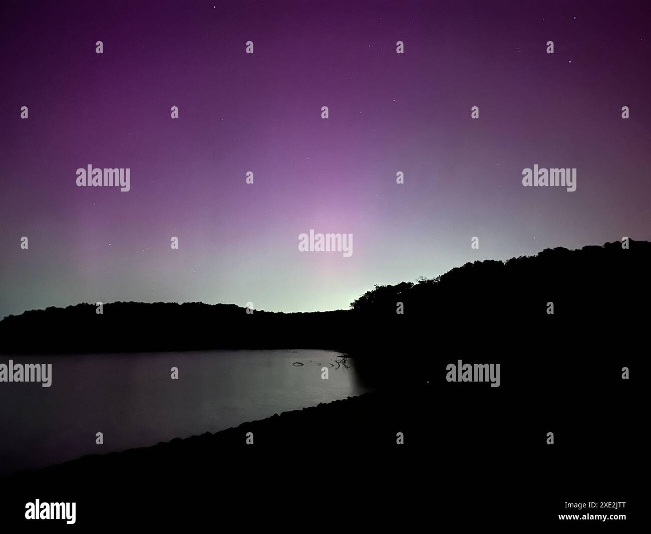 Aurora Borealis Northern Lights at Hillsdale Lake in Paola Kansas in ...