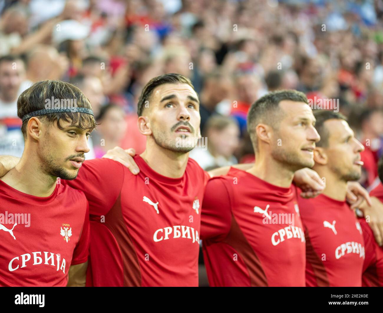 Munich, Germany. 25th June, 2024. Serbien Ersatzbank, GER, Daenemark ...