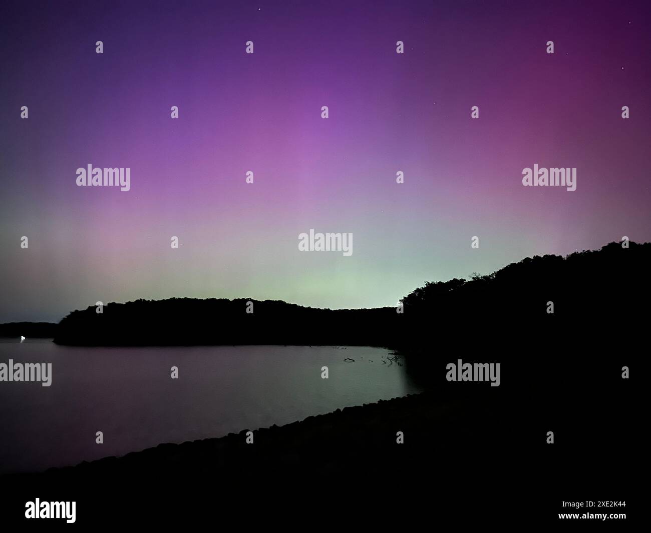 Aurora Borealis Northern Lights at Hillsdale Lake in Paola Kansas in ...