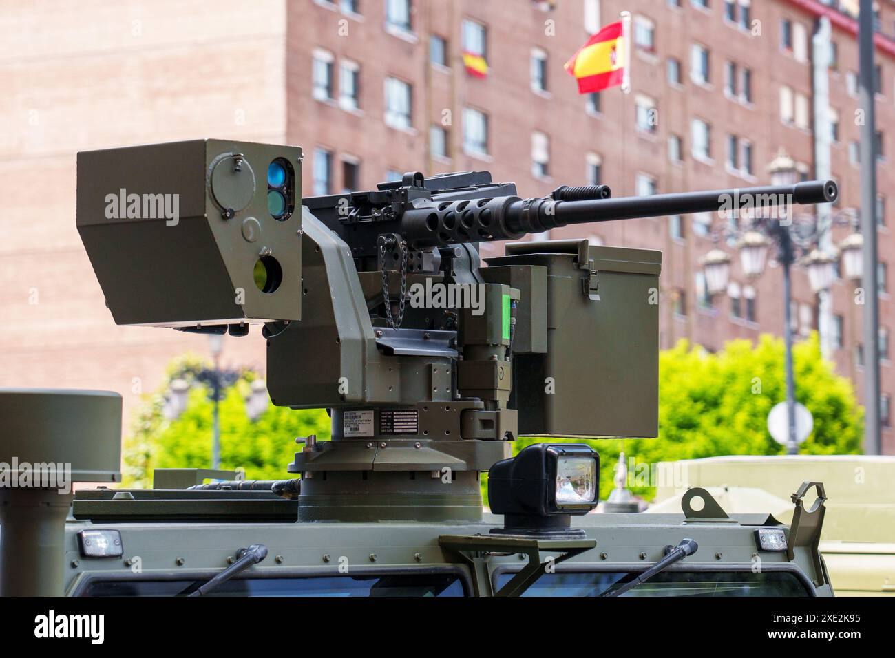 Oviedo, Spain - May, 25, 2024: Mounted machine gun on a military ...
