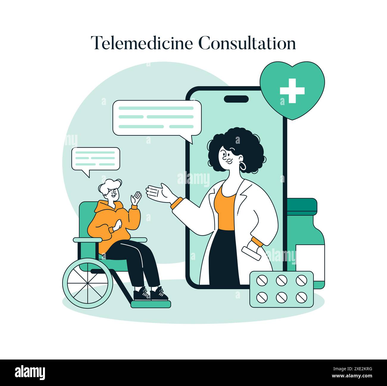 Telemedicine Consultation concept. Virtual doctor engages with patient ...