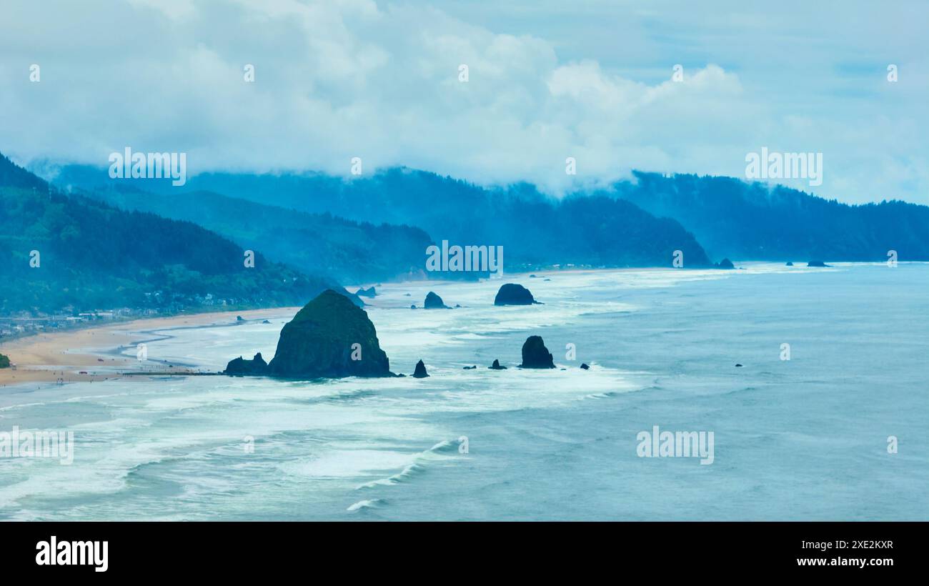 Aerial View of Rugged Coastal Rocks and Sandy Beach in Indian Beach ...