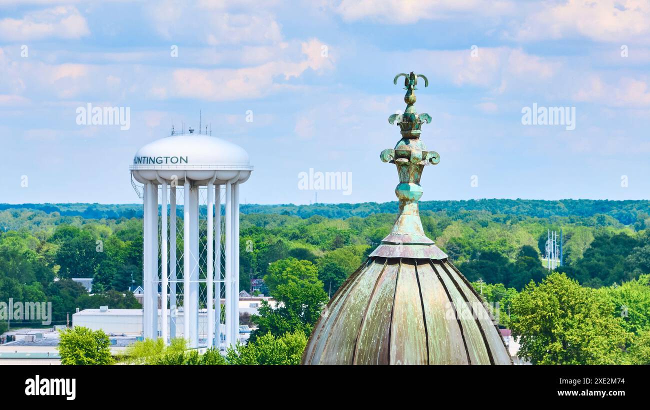 Aerial View of Huntington Water Tower and Historic Copper Dome Stock ...