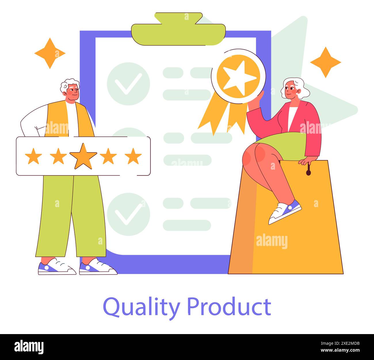 Brand Trust concept. Consumers evaluating product quality. Positive ...