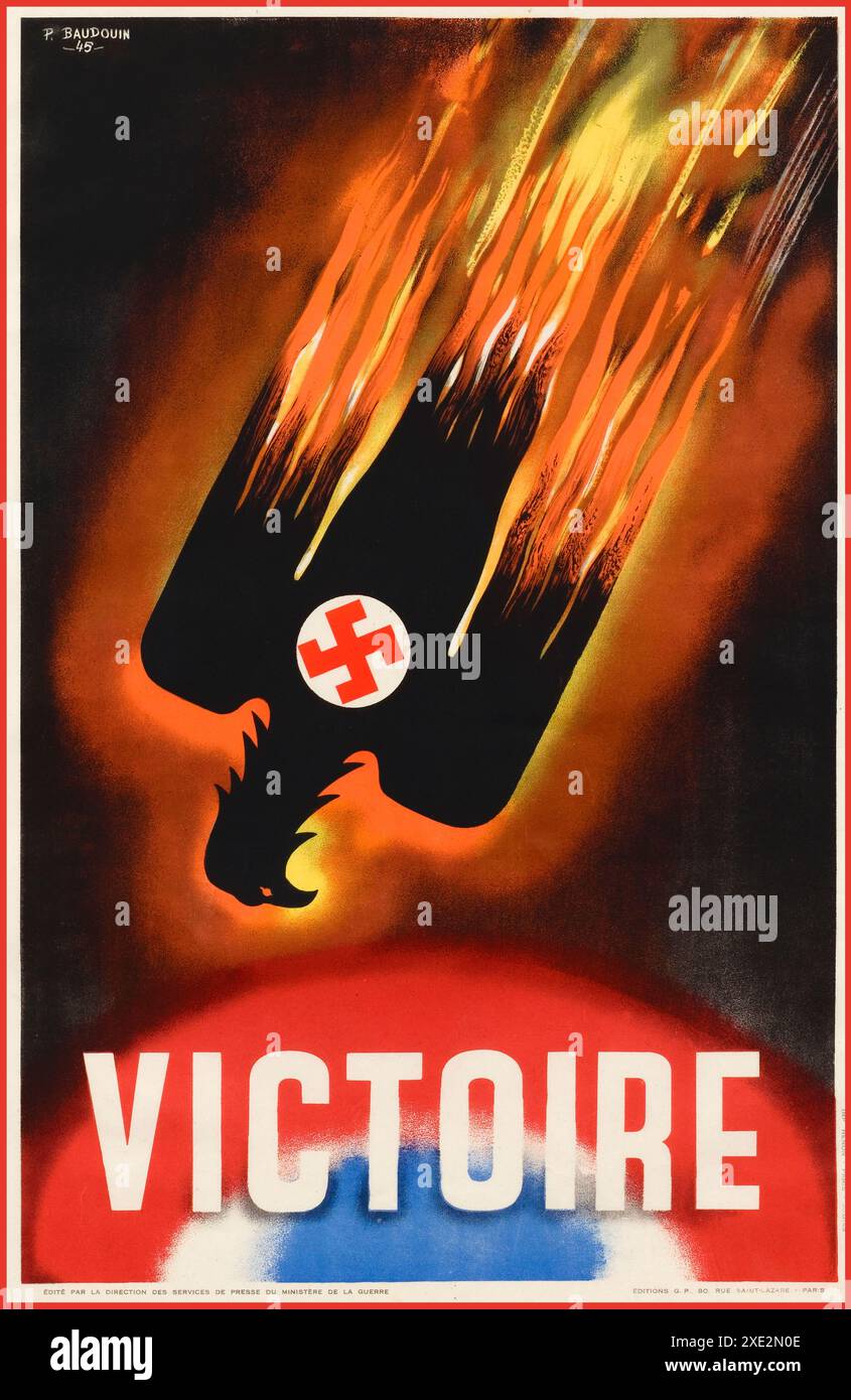 1944/1945 French WW2 Propaganda Poster featuring the German Eagle and ...