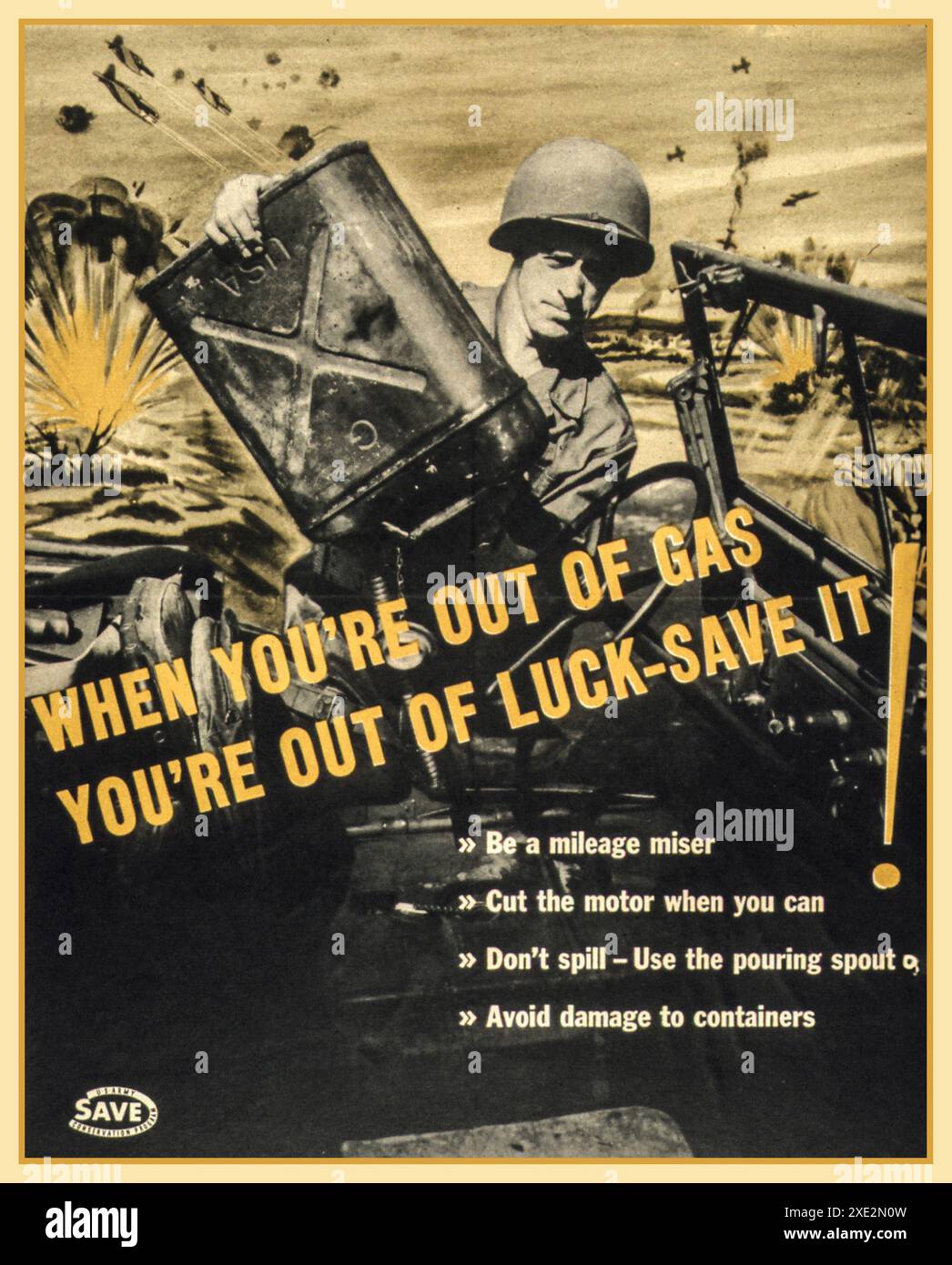 Ww2 american fuel save information propaganda poster hi-res stock photography and images - Alamy