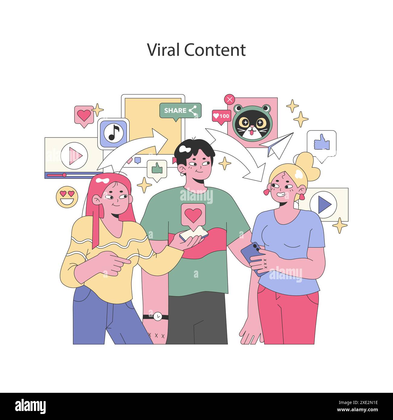 Digital Strategy concept. Three people collaborating on content ...