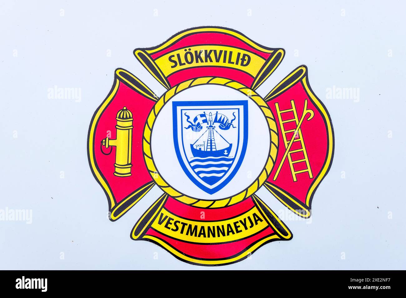 Firemen logo of the city of Heimaey | Logo des pompiers d'Heimaey Stock ...