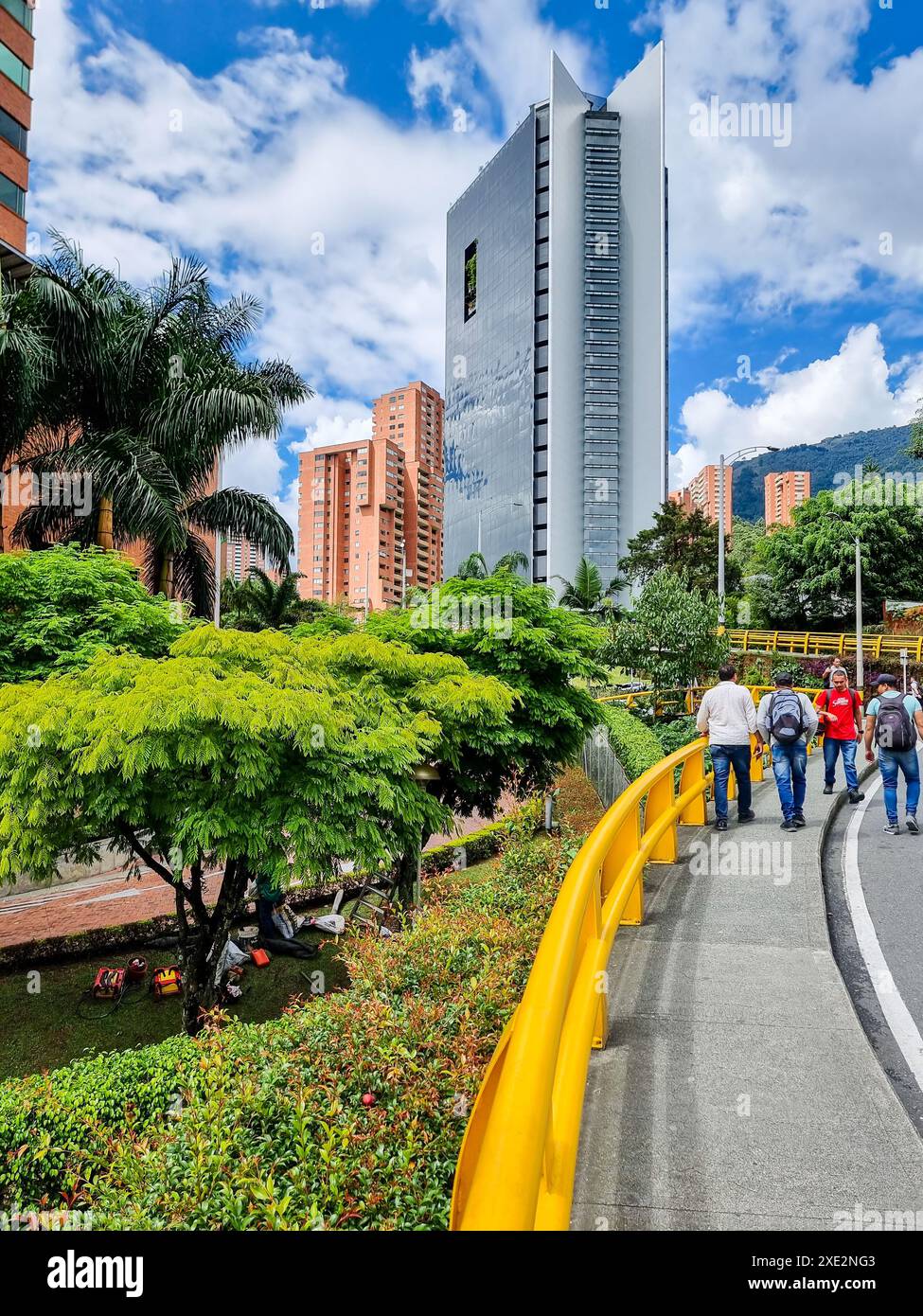 Colombia, Medellin, modern skyscrapers and old buildings in Poblado ...