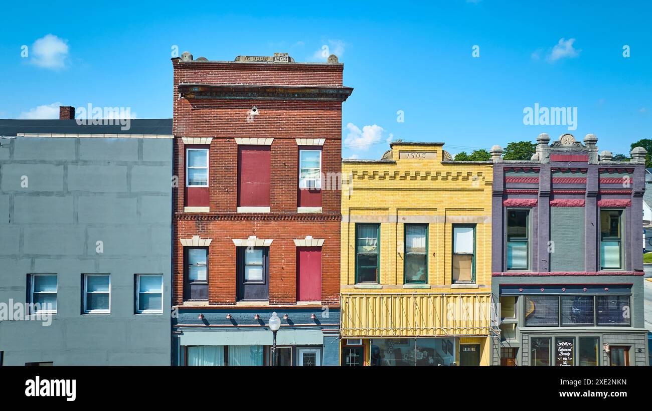 Historic Main Street Buildings Aerial Fly Through Stock Photo - Alamy
