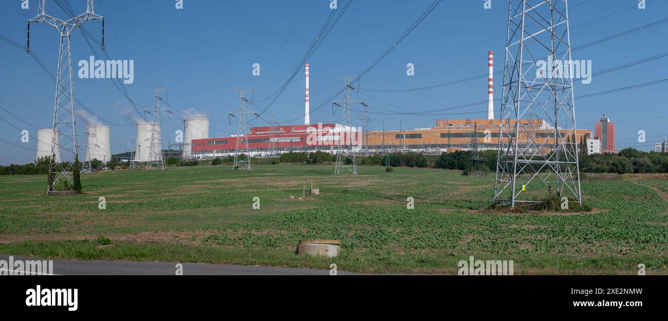 Nuclear power plant. Nuclear power station. Cooling towers. Mochovce ...