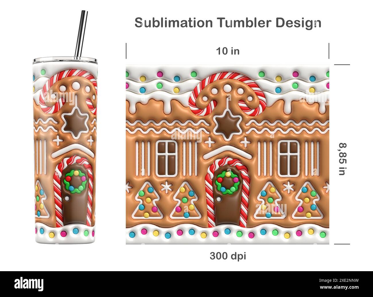 Christmas Cookie House 3D inflated bubble sublimation design for 20 oz ...