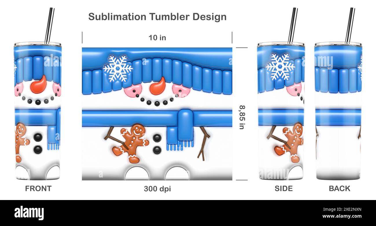 Funny Christmas Snowman. 3D inflated bubble sublimation design for 20 ...