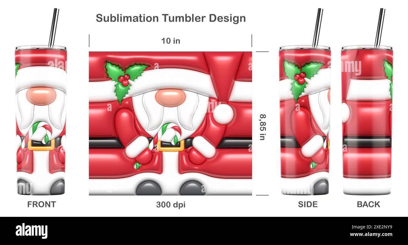 Funny Christmas Santa Claus. 3D inflated bubble sublimation design for ...