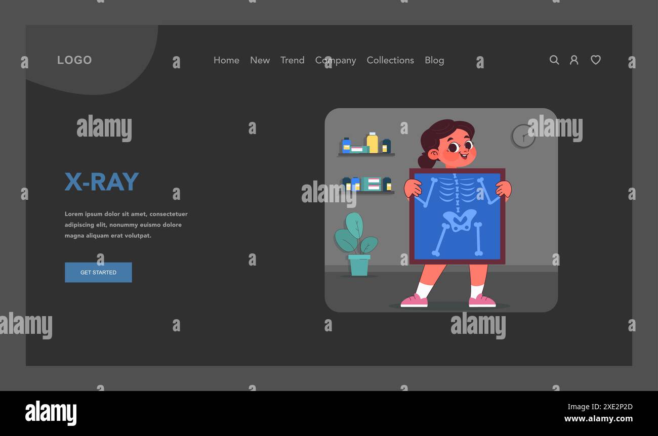 Pediatric radiology with smile. Cheerful child proudly displays her ...