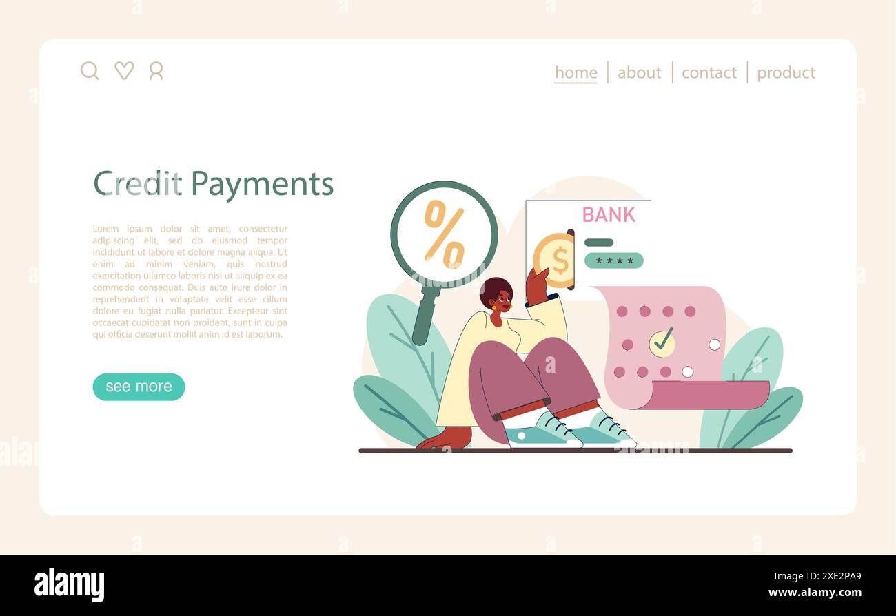 Credit Payments concept. Analyzing interest rates and timely repayments ...