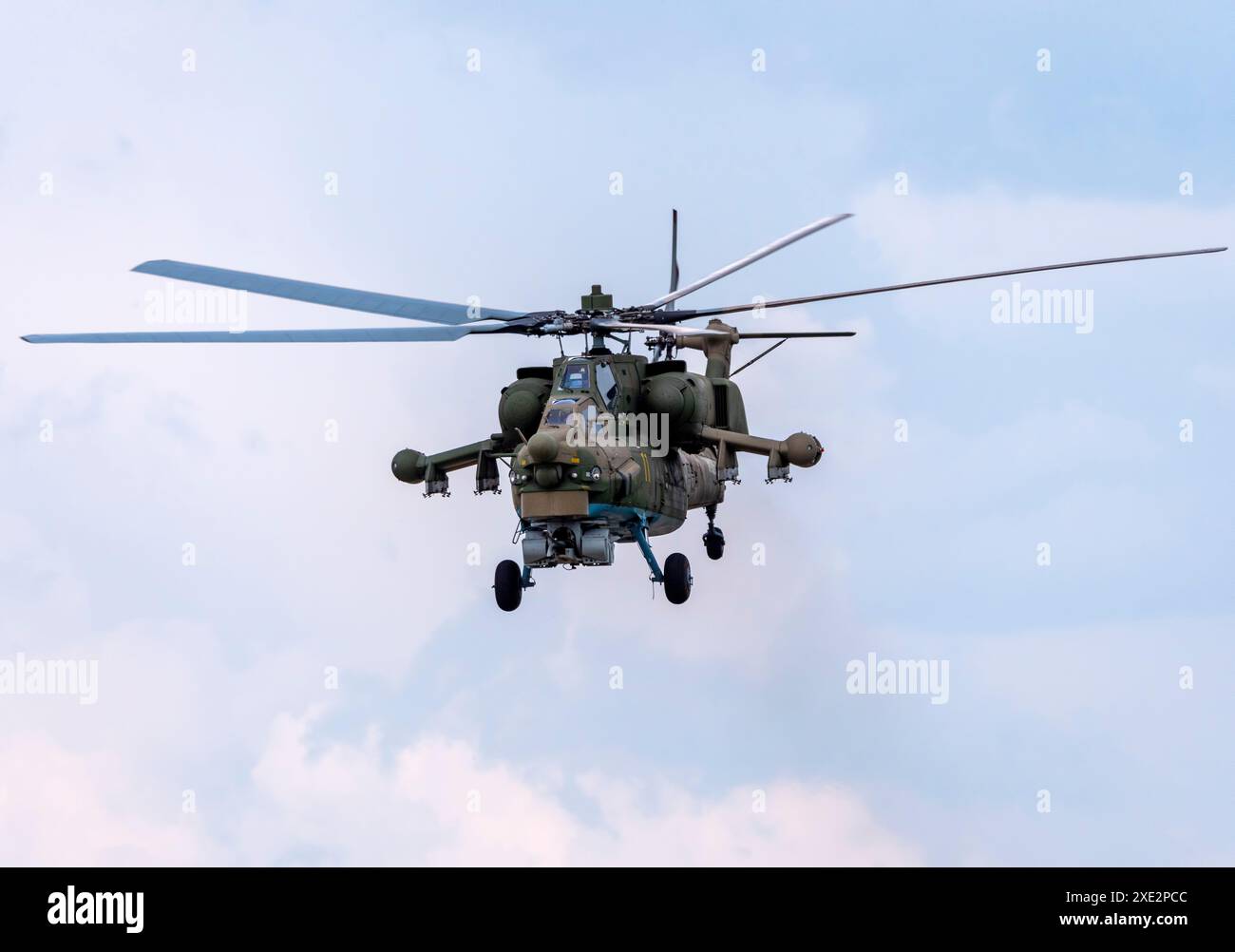 KUBINKA, RUSSIA - May, 15, 2021: attack helicopters Mil Mi-28, STRIZHI ...