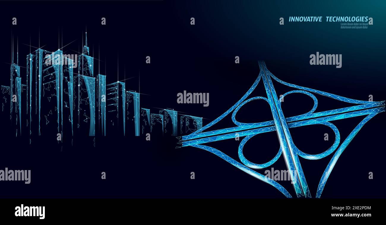 3D road junction transport system, intersection of two roads ...