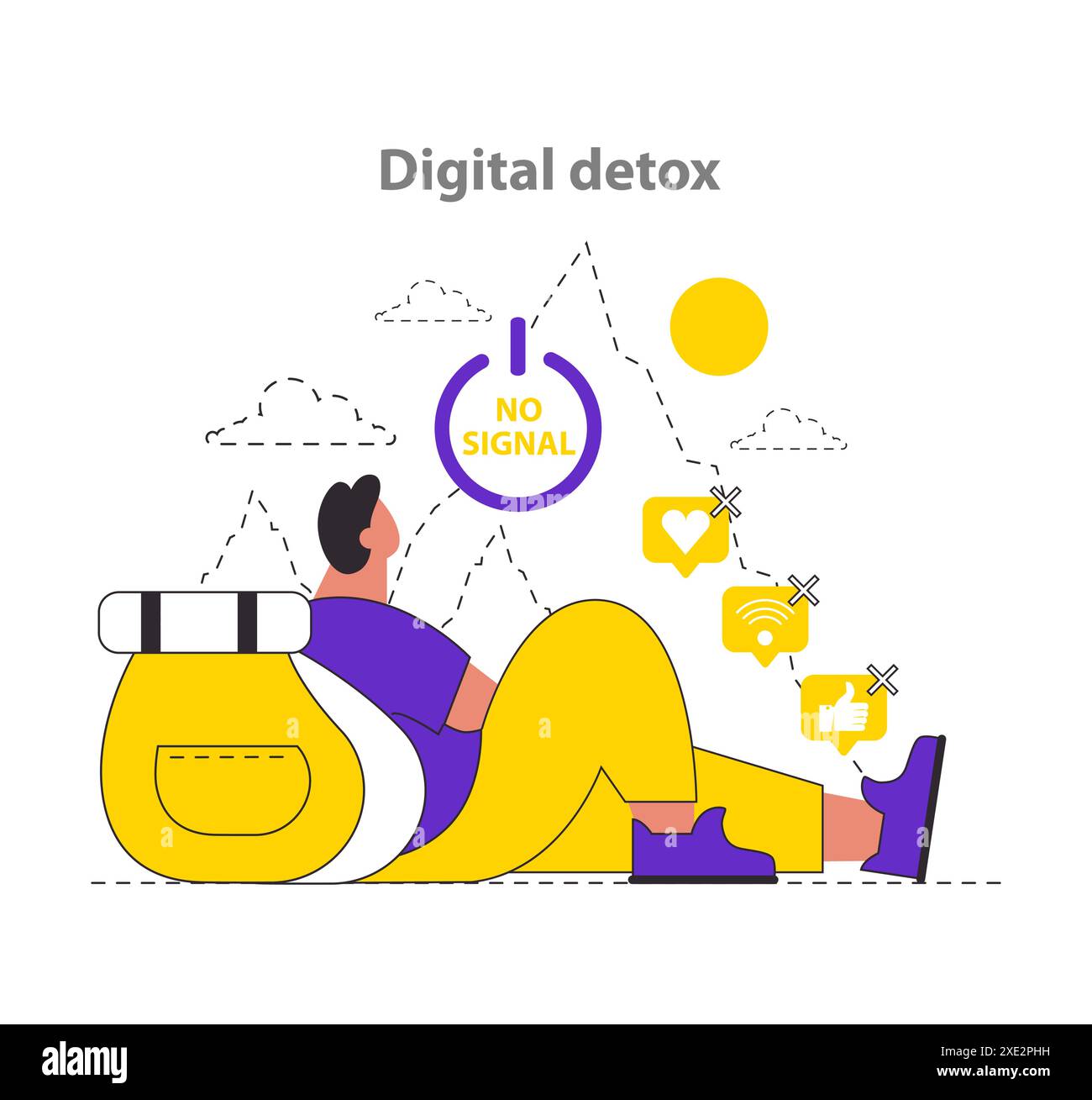 Overcoming FOMO concept. Person enjoying a break from technology under ...