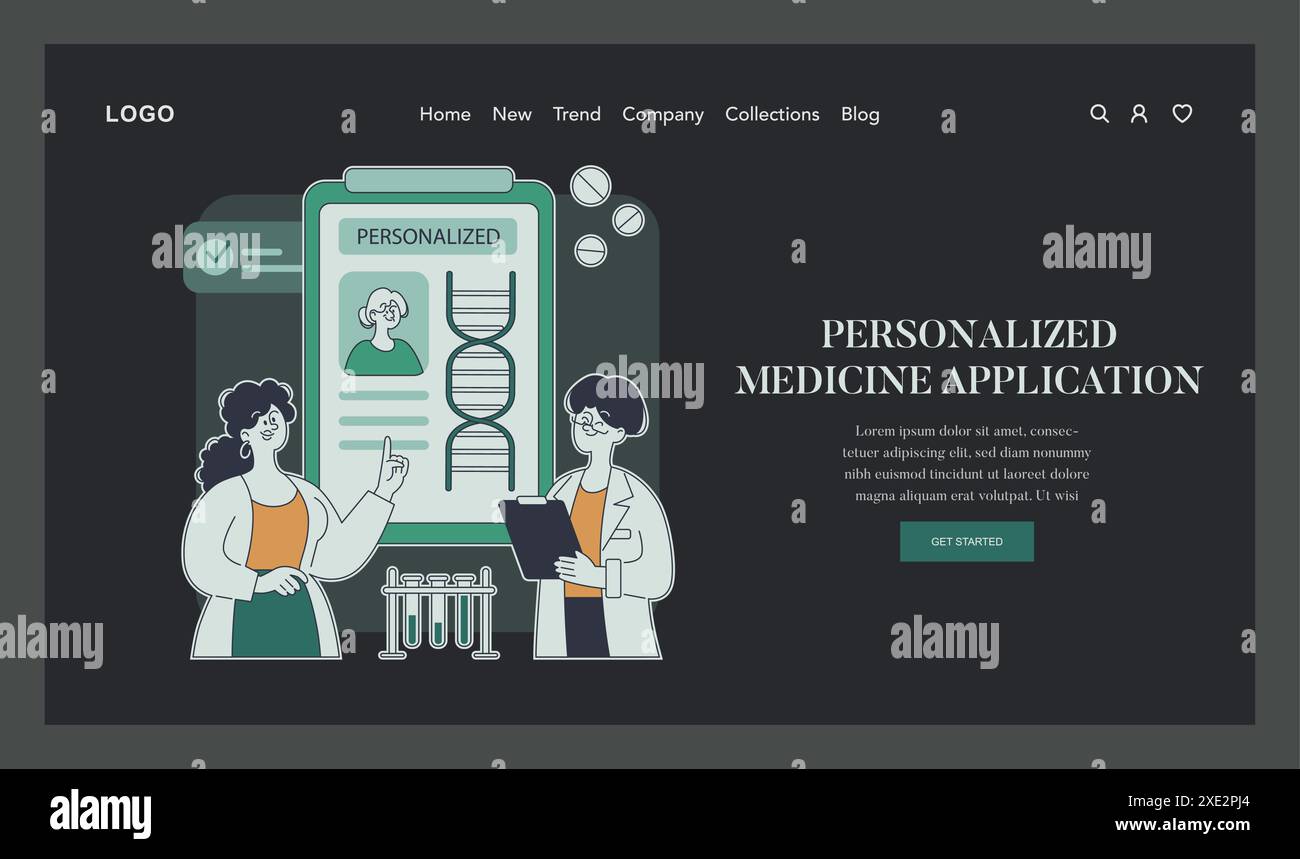 Digital health platform concept. A mobile app for personalized medicine with DNA analysis ...