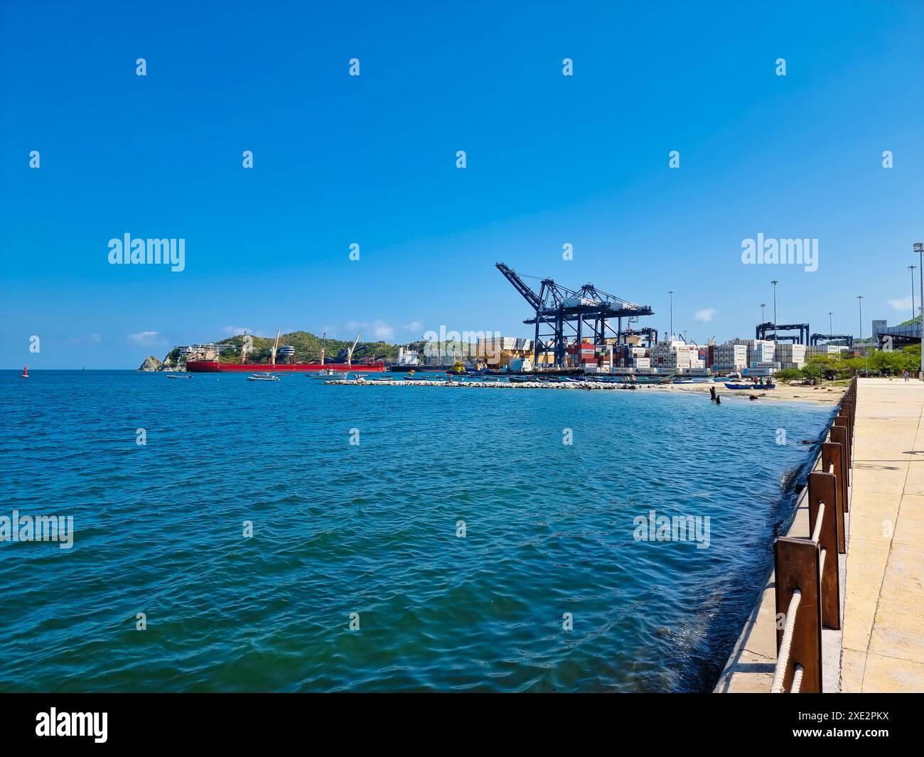 Colombia, Santa Marta, panoramic view of the commercial port Stock ...