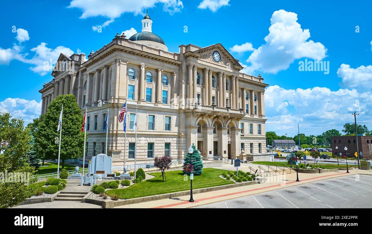 Aerial View of Huntington Courthouse and Downtown Indiana Stock Photo ...