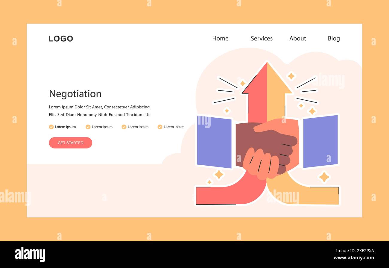 Negotiations web or landing. Employees finding consensus. Negotiation ...