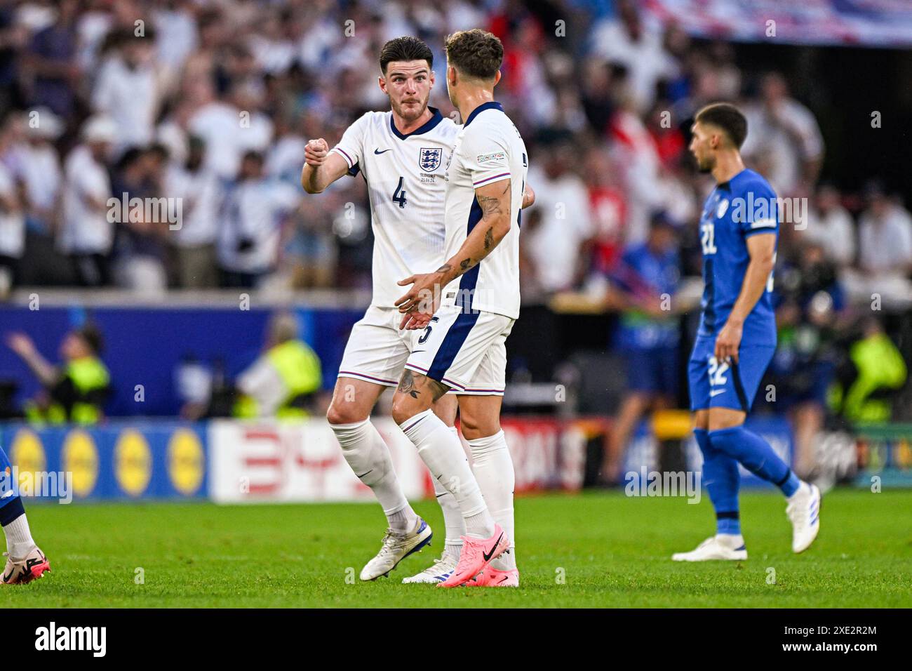 COLOGNE, GERMANY - JUNE 25: Declan Rice of England talking with John ...