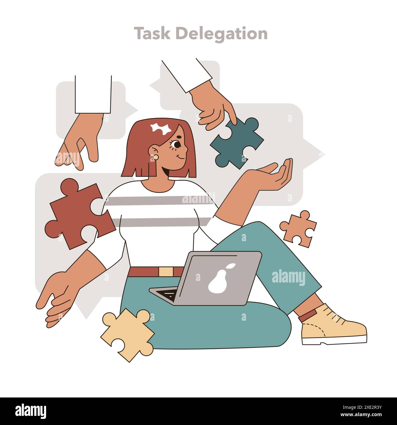 Task Delegation concept. A focused professional multitasks with ease ...