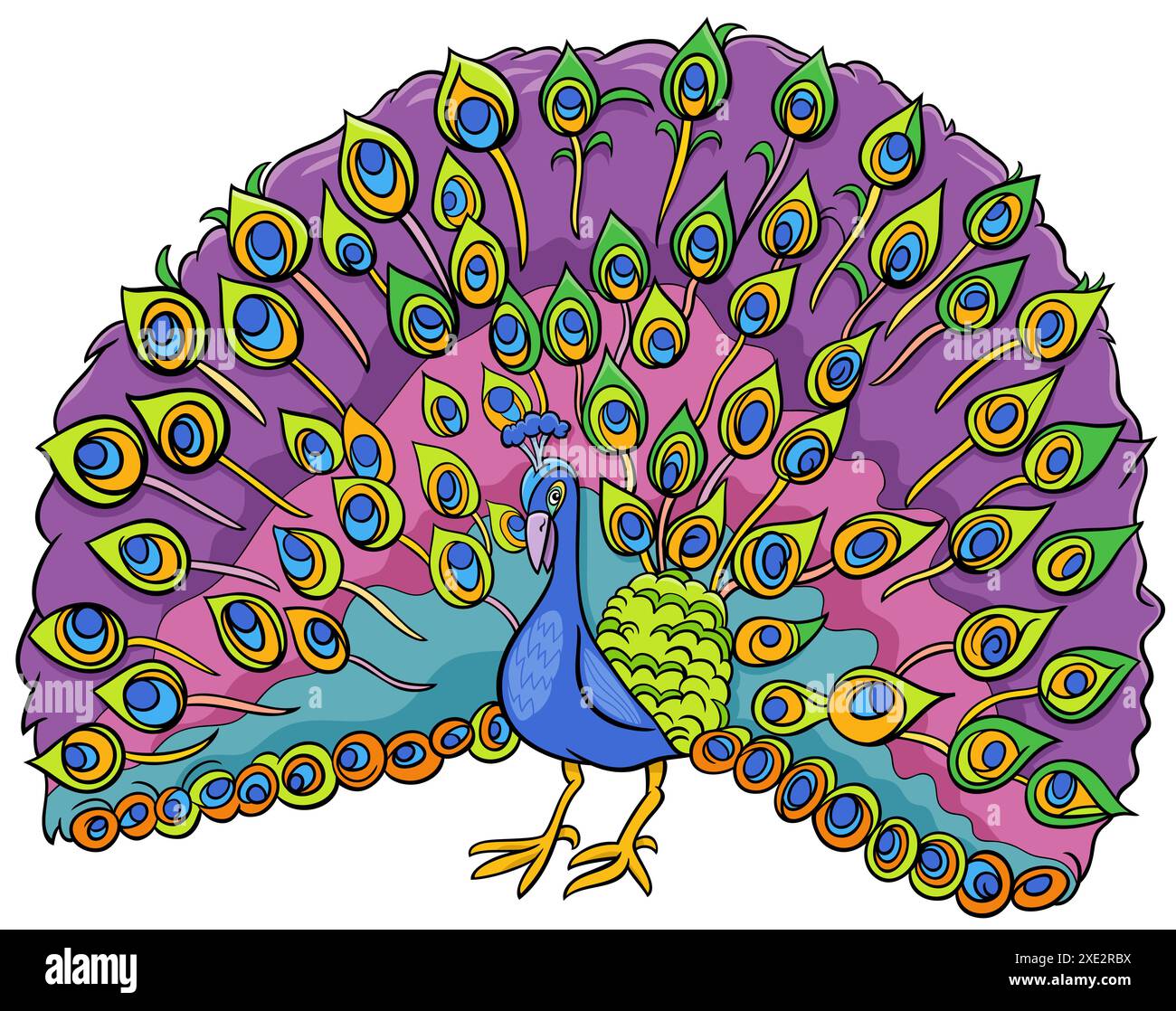 Peacock bird animal character cartoon illustration Stock Photo - Alamy
