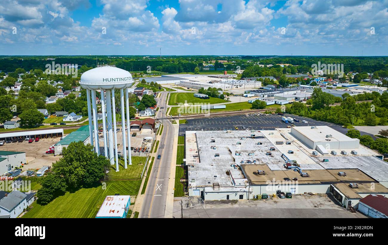Aerial View of Huntington Indiana Water Tower Industrial and ...
