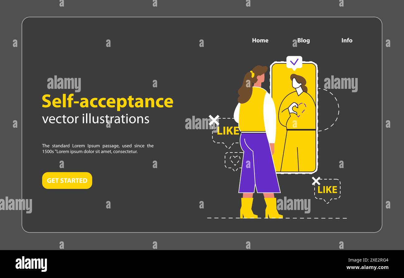 Overcoming FOMO concept. A person reflects self-acceptance while ...