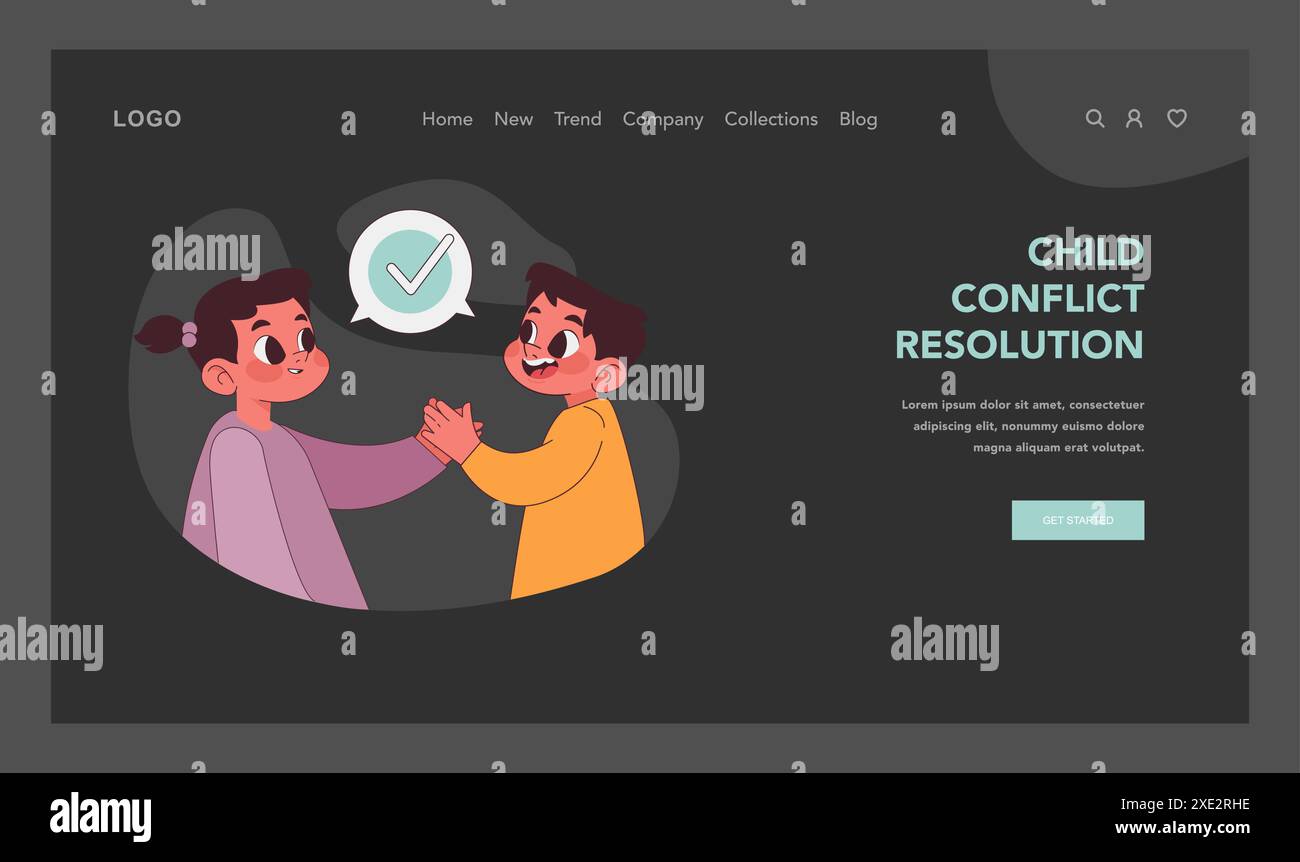 Child Conflict Resolution concept. Two kids practicing peaceful problem ...