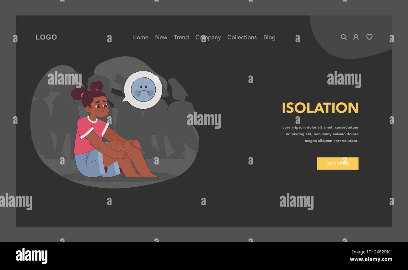 Isolation concept. A young girl sitting alone, her expression ...