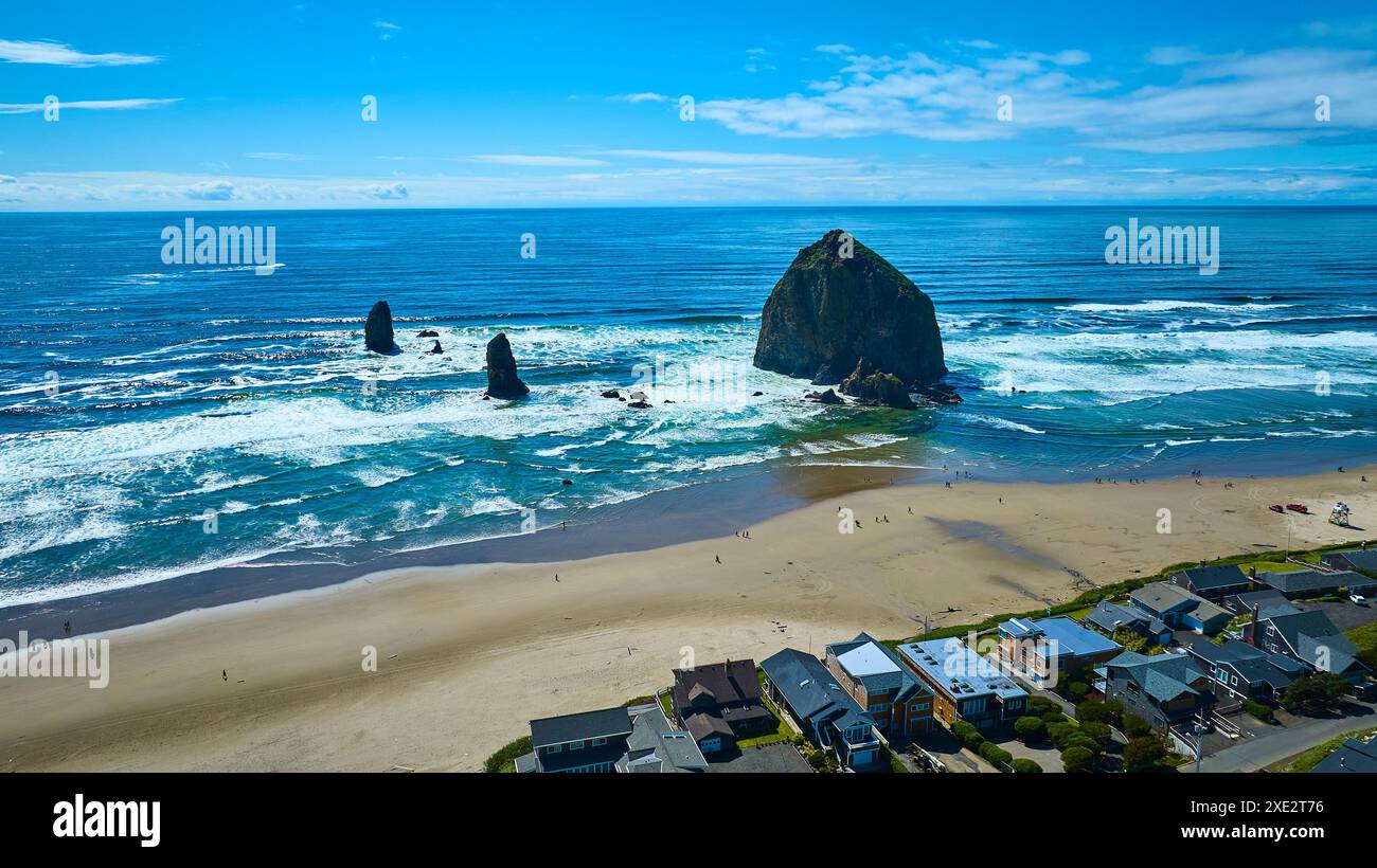 Aerial View of Cannon Beach and Haystack Rock, Oregon Stock Photo - Alamy