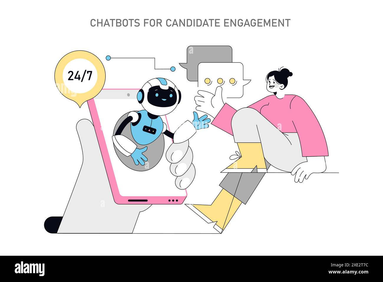 AI recruitment concept. A chatbot assists a candidate, providing 24 7 ...