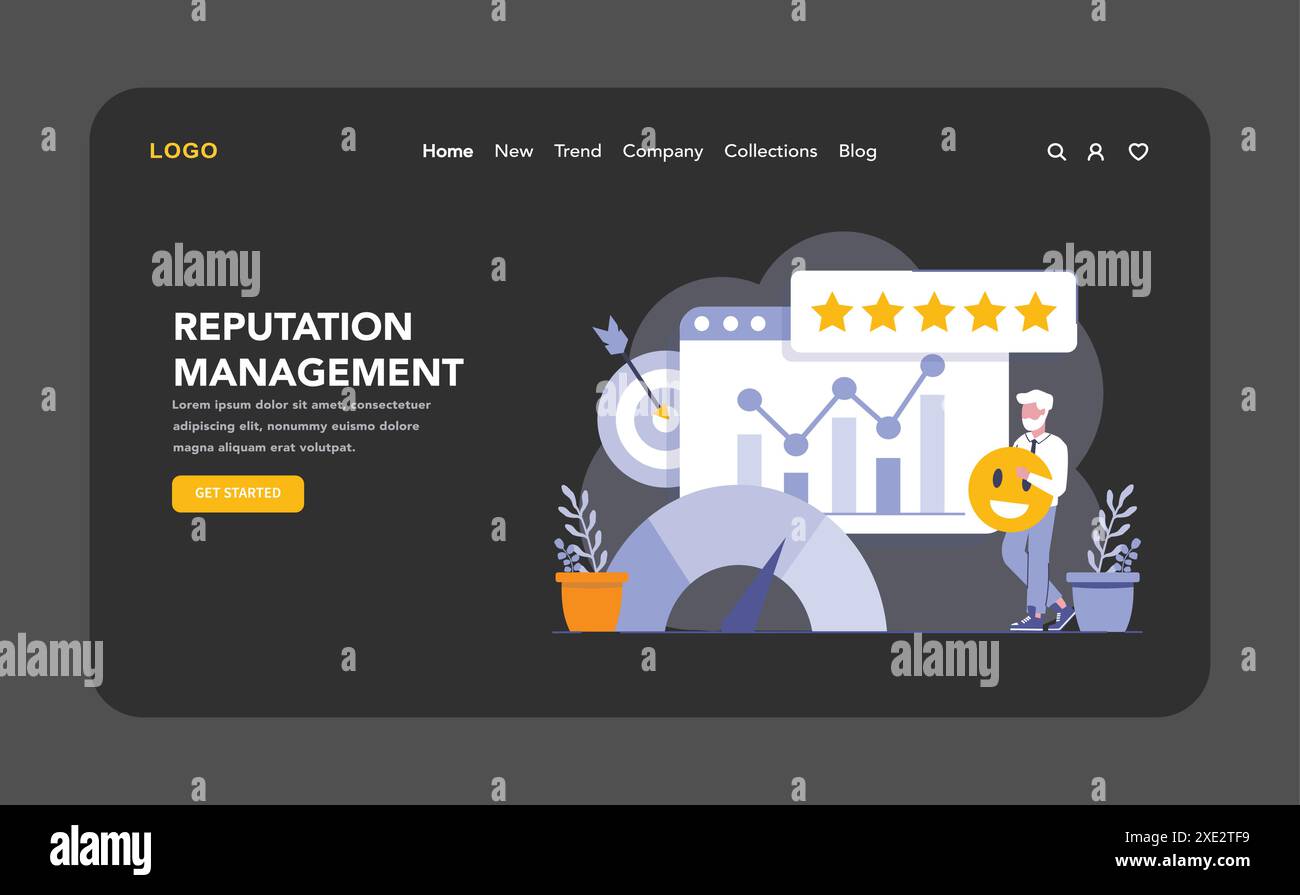 Reputation Management night or dark mode web or landing page ...